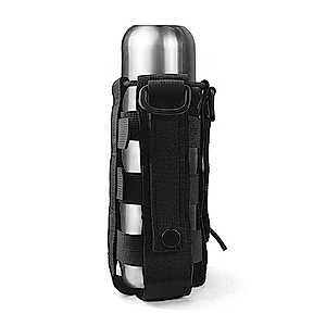 Tactical water bottle bag suitable for Molle system, adjustable outdoor sports water bottle holder, frees up backpack space, outdoor MOLLE water bottle holder 40 ounces (black)