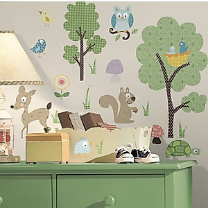 RoomMates RMK1398SCS Woodland Animals Peel and Stick Wall Decals , Black