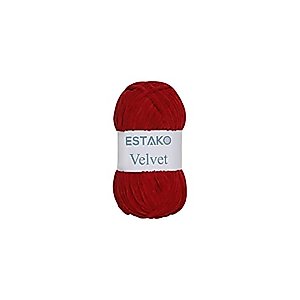 Estako Velvet Chenille Blanket amigurumi Yarn for Crocheting and Knitting Super Bulky 100 gr (132 yds) (1510 - Red)