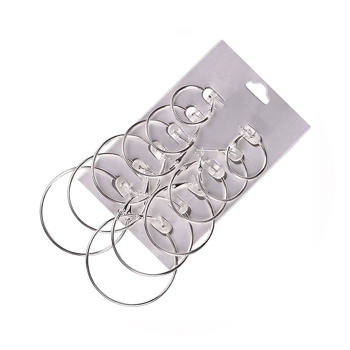 AJ DEFIRO 6 Pair Bronze Hoop Earring Set Stainless stud Earring Women Jewelry Silver Tone