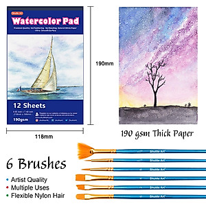 Shuttle Art 43 Pack Watercolor Paint Set, 36 Colors Watercolor Paint Pan Set with 6 Brushes and 1 Watercolor Pad for Beginners, Artists, Kids & Adults Watercolor Painting, Bullet Journal, Calligraphy