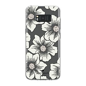 kate spade new york Protective Hardshell Case for Samsung Galaxy S8 Plus - Hollyhock Floral Clear/Cream with Stones