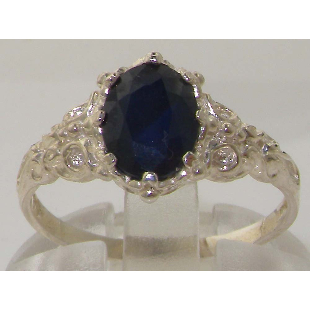 LetsBuyGold 925 Sterling Silver Real Genuine Sapphire Womens Anniversary Ring - Size 8