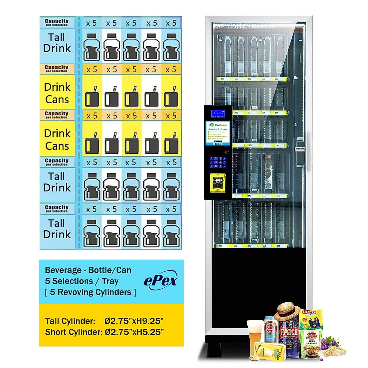 EPEX Compact Cashless Cold Drink Beverage Vending Machine R636D3