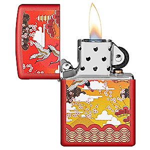 Zippo Kimono Design Red Matte Pocket Lighter
