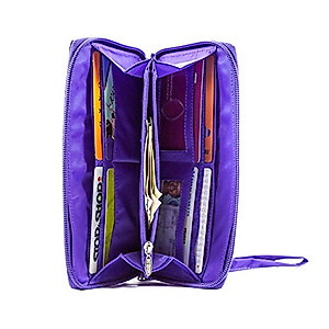 Big Skinny Women's Panther Clutch Slim Wallet, Holds Up to 40 Cards, Purple