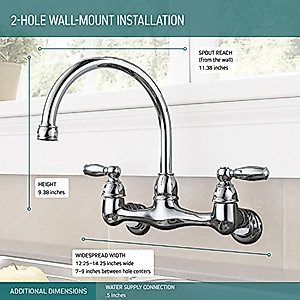 Peerless Claymore 2-Handle Wall-Mount Kitchen Sink Faucet, Chrome P299305LF
