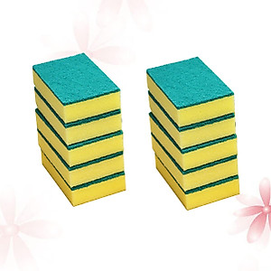 Cabilock Multifunctional Cleaning Sponges Set Scouring Pads for Kitchen Bathroom 10pcs/box