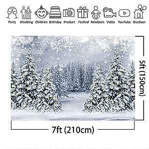 Mocsicka Winter Scene Backdrop Snowy Christmas Pine Tree Halo Spots Photography Background White ...