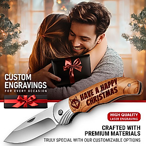 Grand Way Dad Pocket Knife - Ideal Father's Day Gift - Personalized Gifts for Men - Customized Unique Knife for Men - Best Custom Knives - Cool Engraved Present for Father from Daughter Son 6651 PS D