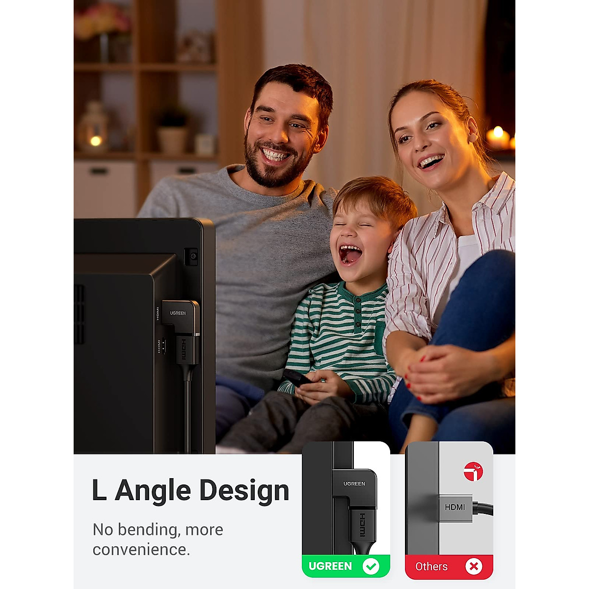 Ugreen 2Pack High Speed HDMI Port Saver Male to Female Adapter Right Angled 90 and 270 Degree