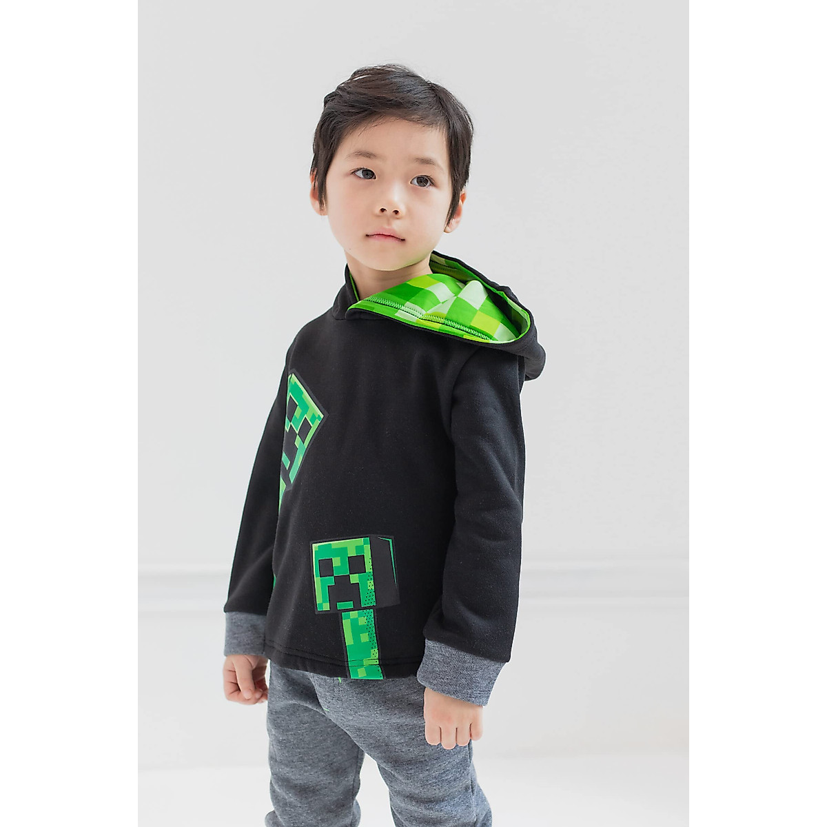 Minecraft Creeper Big Boys Fleece Hoodie & Pants Black/Gray 18-20