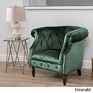 Christopher Knight Home Akira Velvet Club Chair, Emerald 29.6D x 33W x 30.25H in