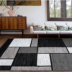 Rugshop Contemporary Modern Boxes for Home Office,Living Room,Bedroom,Kitchen Non-Shedding Area Rug 7' 10" X 10' 2" Gray