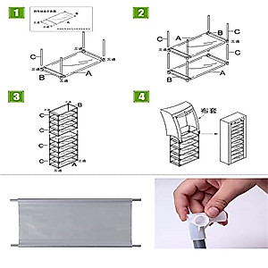 ZKTYQUIHE 10 Layers 9 Grid Non-woven Shoe Shoe Rack, Shoe Rack Storage Organizer 22-Pairs Tool Free Easy Assembled Shoe Rack Double Row With Nonwoven Fabric Cover