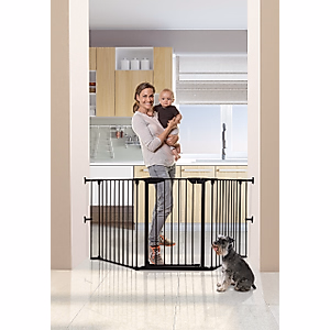 Dreambaby Newport Adapta Baby Gate - Use at Top or Bottom of Stairs - for Straight, Angled or Irregular Shaped Openings (Black)