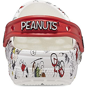 Crocs Unisex-Child Classic Peanuts Snoopy Clogs, White/Multi, 4 Toddler