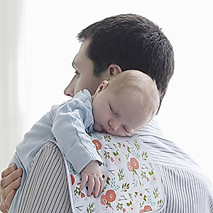 LNGLAT 5-Pack Baby Burp Cloth for Girls, 100% Organic Cotton, Triple Layer, Thick, Soft and Absorbent, Burping Rags for Newborns Baby Shower Set