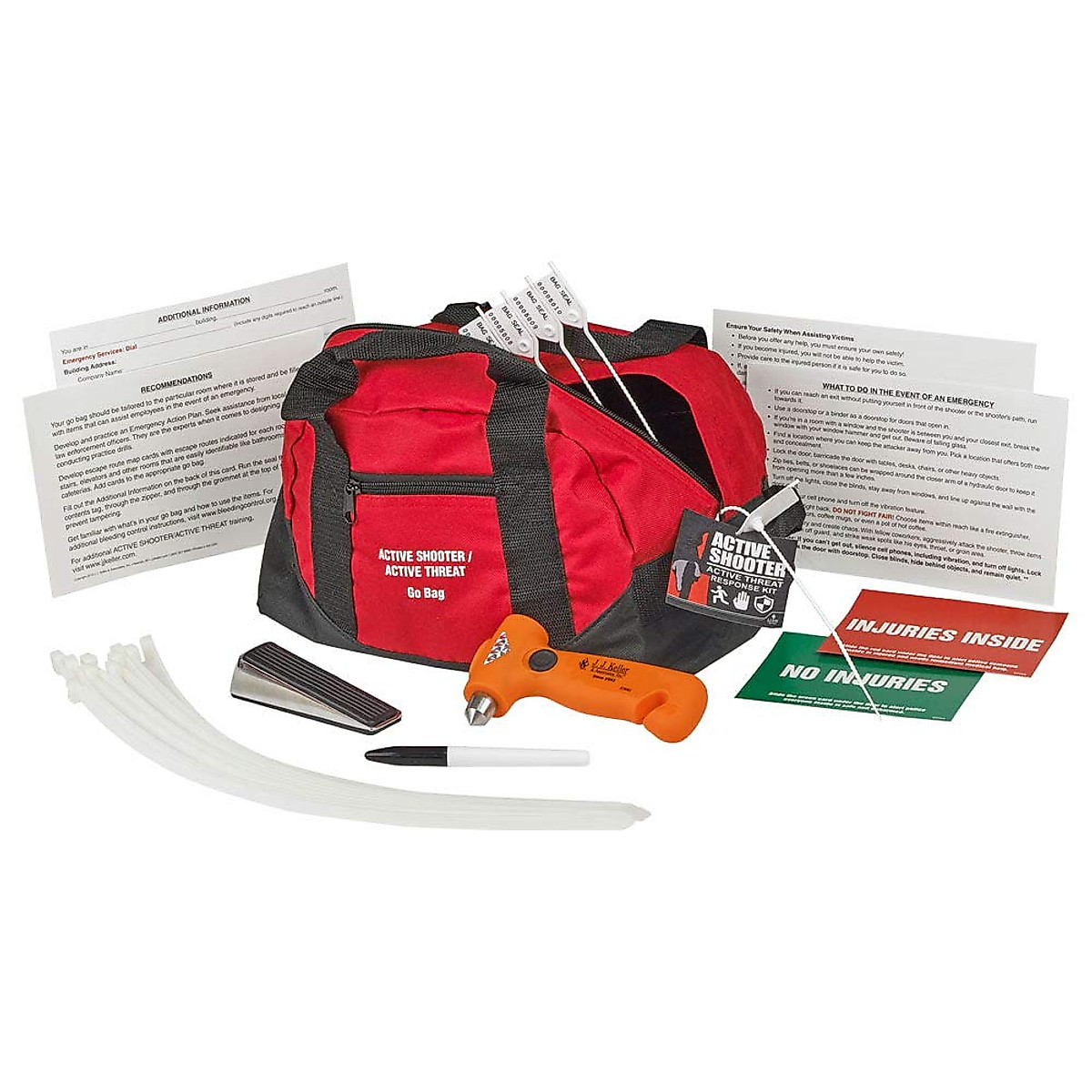 Go Bag Emergency Tactical Kit - Includes Info & What to Do Cards, Color Flashcards, Window Punch/Flashlight, 10-pk. Zip Ties, Door Stop, Marker & 5-pk. Security Seals - J. J. Keller & Associates