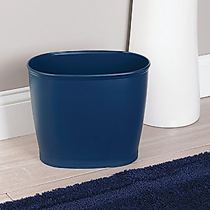 iDesign Kent Plastic Oval Wastebasket, Trash Can for Bathroom, Kitchen, Office, Bedroom, 12" x 8" x 10" - Navy Blue