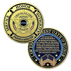 Thin Blue Line Sheriff Challenge Coin Law Enforcement Prayer Police Officer Gift