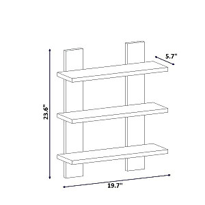 Harris Floating Wall Shelf, Modern Wall Shelves, Wall Shelving, Floating Bookshelf, Wall Mounted Shelves, Space Saving Furniture (White)