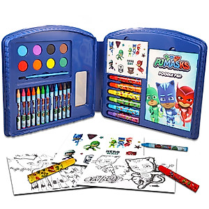 Disney PJ Masks Art Set for Kids - 50 Pc Superhero Art Kit Bundle with PJ Masks Coloring Utensils, Paint, Art Pad, Stickers, More | PJ Masks Painting Kit for Kids