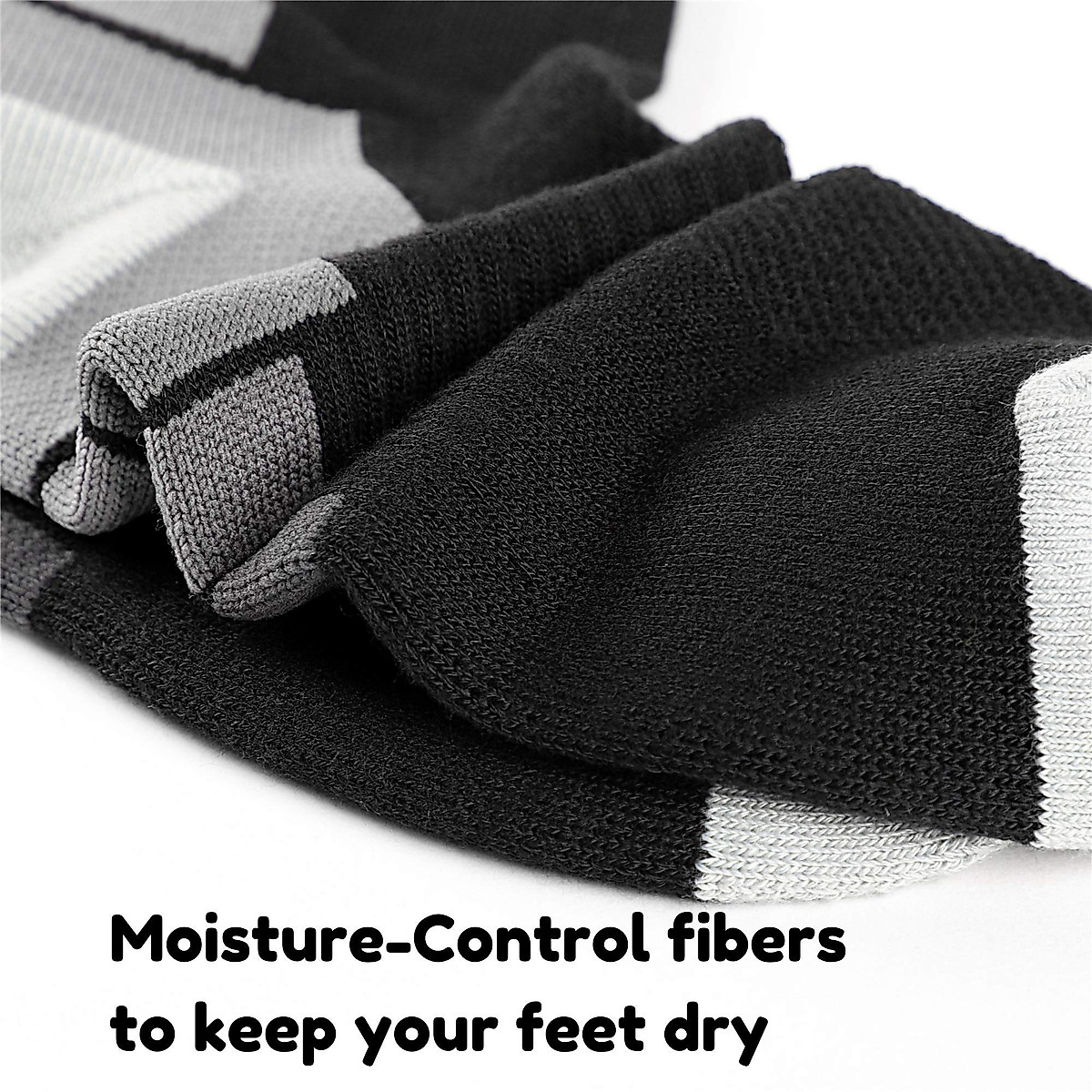 Hicomlor Athletic-Crew-Socks for Men, Cushioned Socks with Moisture Wicking and Arch Support for Running-Hiking, Work Boots