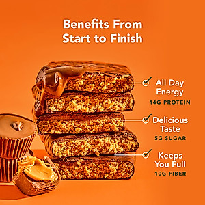 ALOHA Organic Plant Based Protein Bars - Peanut Butter Cup Bar - 12 Bars, Vegan, Low Sugar, Gluten-Free, Low Carb, Non-GMO, No Stevia, No Erythritol