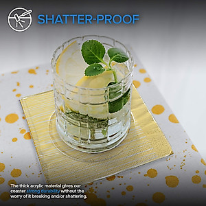 Modern Innovations Acrylic Napkin Holder (4 Count) - Crystal Clear Coasters with an Insert for Cocktail Napkins - Shatterproof and Water Resistant Coaster for Drinks