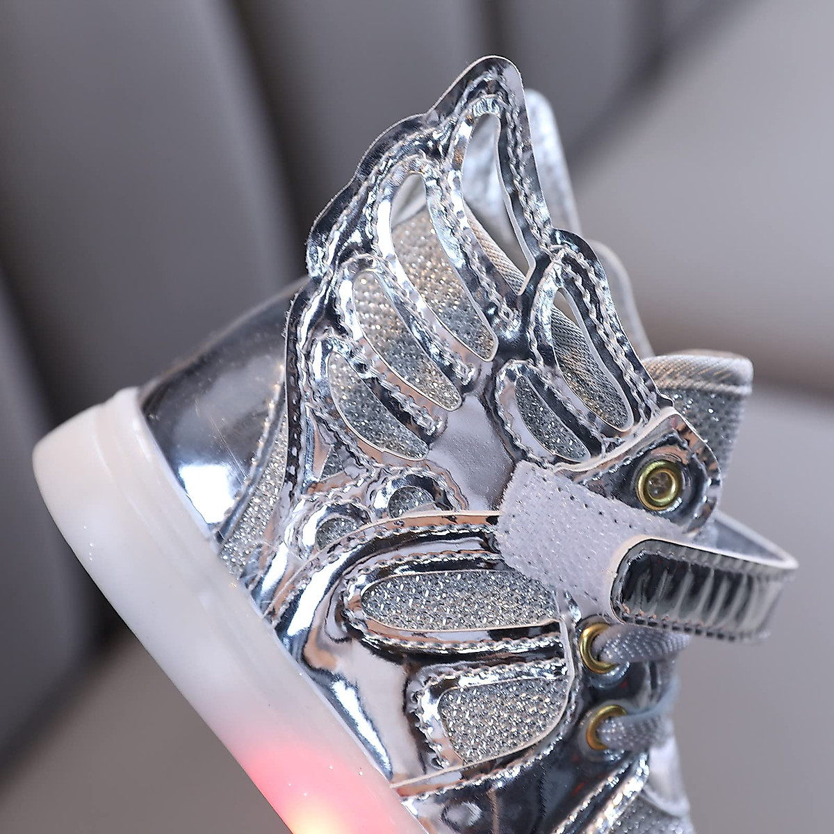 Moonite Toddler Baby Boys Girls Led Flash Sneakers with 3D Wing Flashing Colorful Sneakers for Kids Breathable LED Light Up Shoes