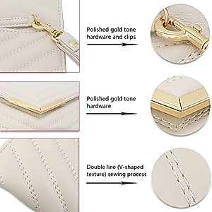 Quilted Women Envelope Clutch Bag Pouch Purse Medium Foldover Evening Handbag Ivory