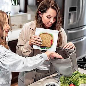 SPLF 12 Pack Dishwasher Safe Reusable Storage Bags (5 Sandwich Bags, 5 Snack Bags, 2 Gallon Bags), BPA Free Freezer Safe Leakproof Silicone and Plastic Free Lunch Bags Food Storage