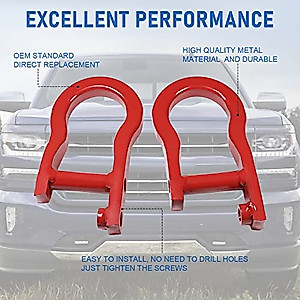 CARMOCAR Front Tow Hooks Replacement for Chevy Silverado GMC Sierra 1500 2007-2019 in Red Car Tow Hook Ring Front Lower Bumper Trailer Ring 84192871 Steel Alloy