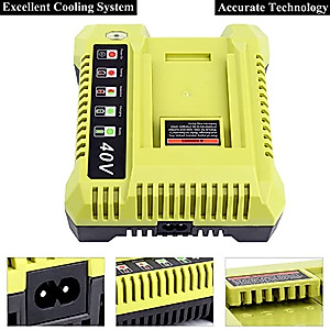 Elefly OP401 Replacement for Ryobi 40V Battery Charger OP404 ZROP401, Compatible with Ryobi 40V Lithium Battery OP40601 OP4050A OP4040 OP4026A OP40201 OP40261 OP4030 OP40301 OP40401 OP40501