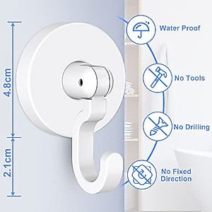 CHOOBY Powerful Adhesive Hooks, 6 Packs Towel Hooks Holder - 10lbs (Max) , Hanging Coat,Hat, Clothes, Handbag, Heavy Duty Shower Wall Hanger Hooks for Bathrooms, Living Room, Bedroom, Kitchen, Door