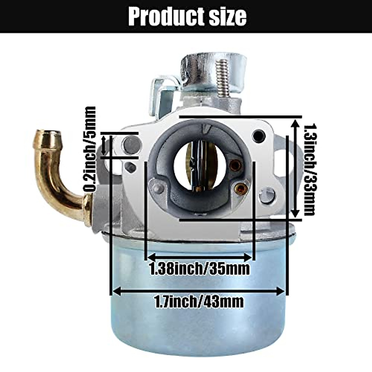 QAZAKY Carburetor Compatible with 12S252 12T102 12T112 12T132 12T152 12T202 12T212 12T232 12T252 12T292 157102 157112 157117 157202 157302 591299 690046 Garden Tiller 5.5hp 6HP 8.25HP