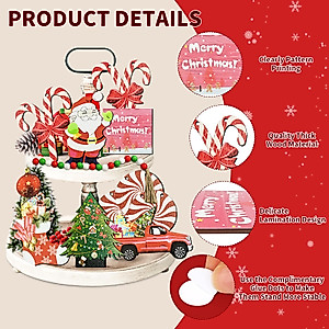 iNextstation 10 Pieces Farmhouse Tiered Tray Decor Set Dog Wooden Signs Rustic Farmhouse Decor Summer Hierarchical Tray Decorative with String Lights Tiered Tray Decorations for Home Kitchen Table