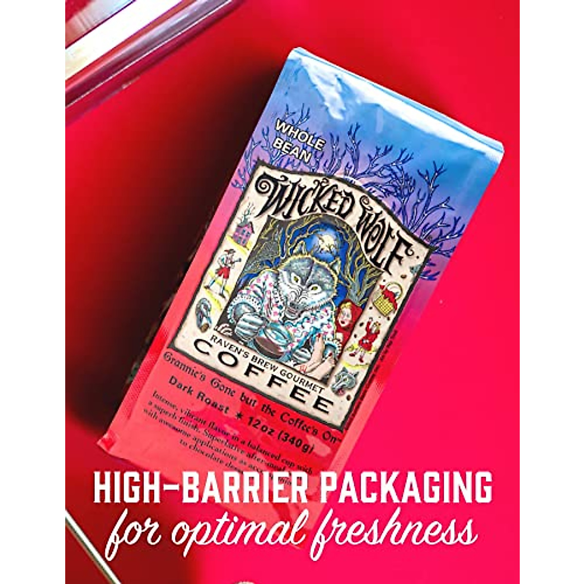 Raven's Brew Coffee Full Bodied Coffee Dark Roast Whole Bean - Wicked Wolf 12oz