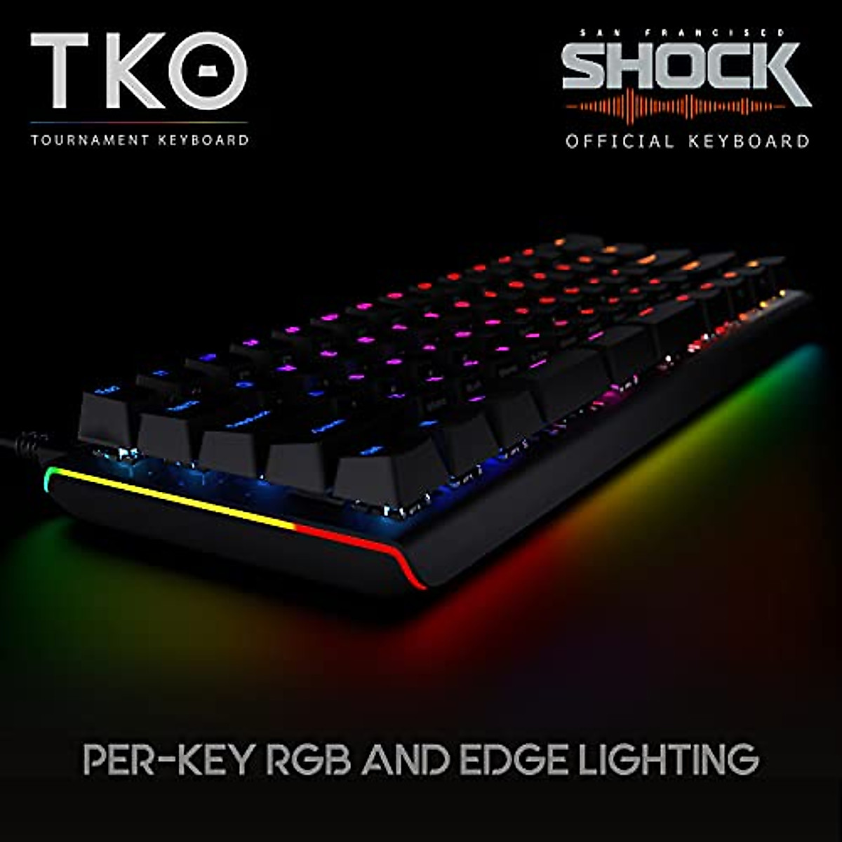 KINESIS Gaming TKO Mechanical Keyboard | Linear Red Switches | 60% Layout | Split Spacebar | Hotswap | PBT Keycaps | Aluminum Body | SF Shock Limited Edition Travel Case