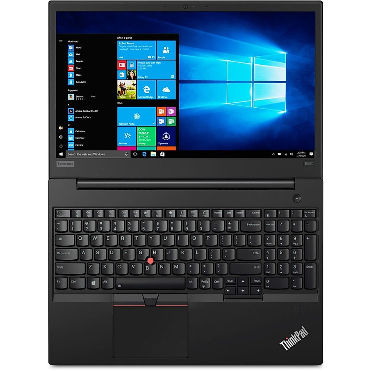 Lenovo ThinkPad E580 15.6 inch High Performance Business laptop, 256GB SSD, Intel Core i5 7th Gen, 8GB DDR4, WiFi, Gigabit LAN, HDMI, USB C, fingerprint reader, Windows 10 Pro, Thin and Light