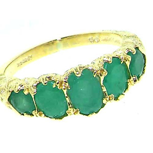 LetsBuyGold 14k Yellow Gold Natural Emerald Womens Anniversary Ring - Size 10.25