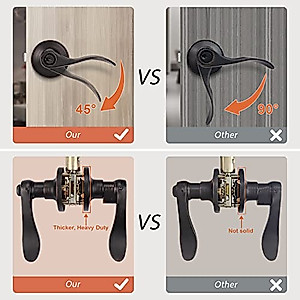 KNOBWELL 10 Pack Oil Rubbed Bronze Door Handle, Privacy Door Lever Bed and Bath Leverset Lockset, Oil Rubbed Bronze Finish, Universal Handing, Drop Lever Shape