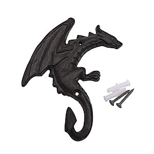 Topfunyy Cast Iron Dragon Wall Hook Decorative Vintage Hanger for Coats, Hats, Keys and Towels (Dragon-Ⅰ)