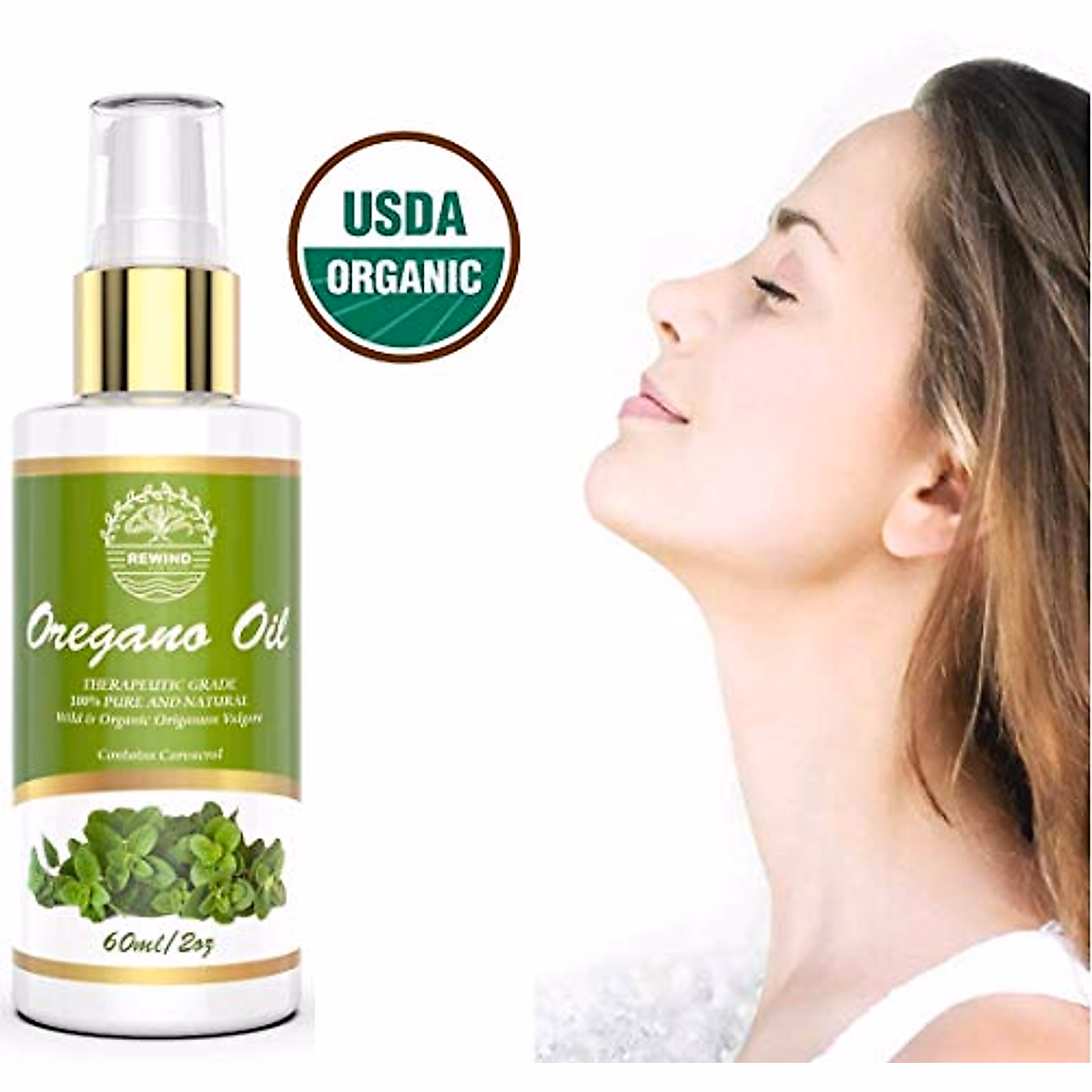Oregano Oil Organic 2oz Pure Essential Oil Natural Wild Now Carvacrol Oreganol Oil Pump Spray Easy to Apply No Mess 60ml 2Floz