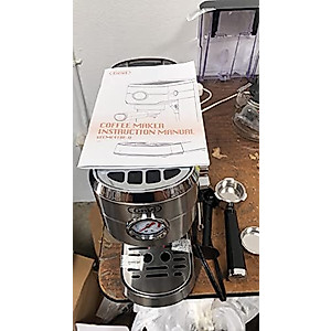 Gevi 20 Bar Compact Professional Espresso Coffee Machine with Milk Frother/Steam Wand for Espresso, Latte and Cappuccino, Stainless Steel, 35 Oz Removable Water Tank (Machine)