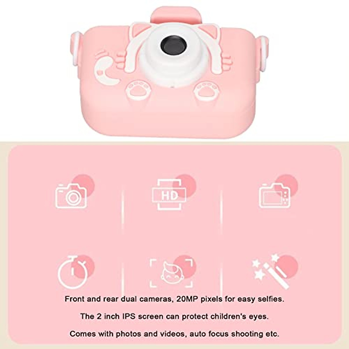 Liccx Kids Camera, Portable Kids Video Camera with Protective Cover and Lanyard, 1080P HD Digital Camera for Kids Age 3 4 5 6 7 8 9 10 11 12 Years Old(Pink, with 32GB Memory Card)
