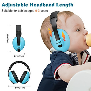 ProCase Baby Headphones for Noise, NRR 22 dB Baby Ear Muffs Noise Protection for Airplane Sleep, Baby Noise Cancelling Headphones, Infant Toddler Ear Protection for 3 Months to 2 Years -Blue