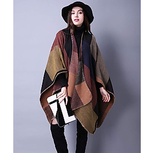 Vocanbomor Women's Shawls and Wraps Open Front Poncho Cape Winter Sweater, A2-Khaki