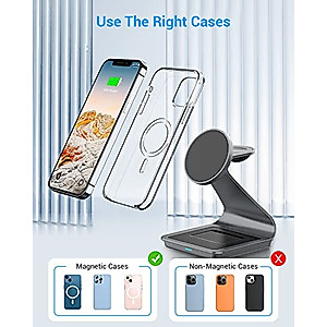 3 in 1 Wireless Charger for MagSafe, Aluminum Alloy Wireless Charging Station, Compatible with iPhone 14/13/12, Apple Watch, AirPods Pro/3/2 (Cable and Adapter Included) Space Grey